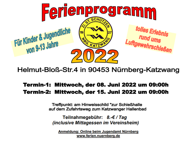 Ferienprogramm 2022 - ZSSG Katzwang e.V.